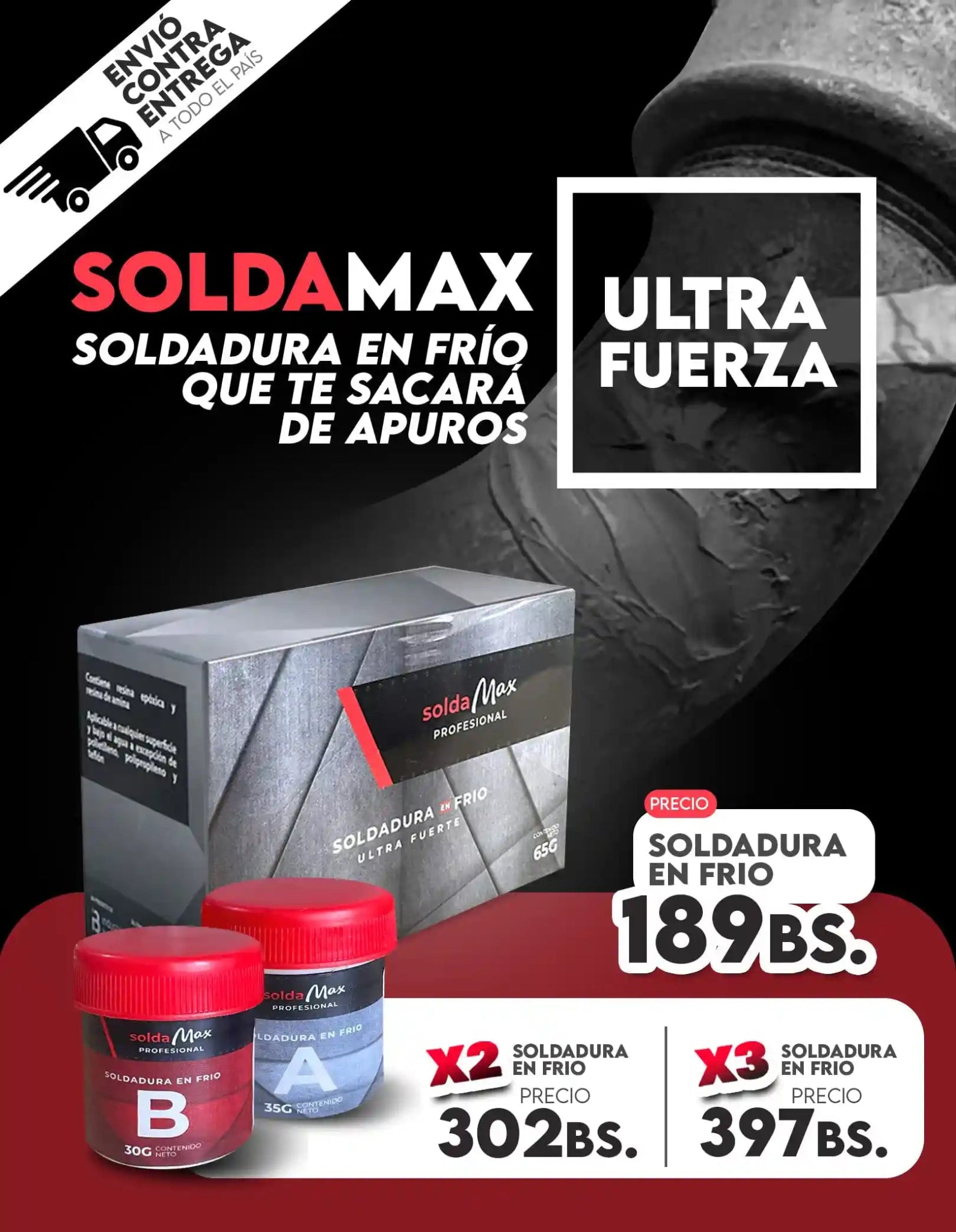 COLA MÁGICA PARA REPARACIONES DE METALES - SOLDAMAX™ – ELAYBOL